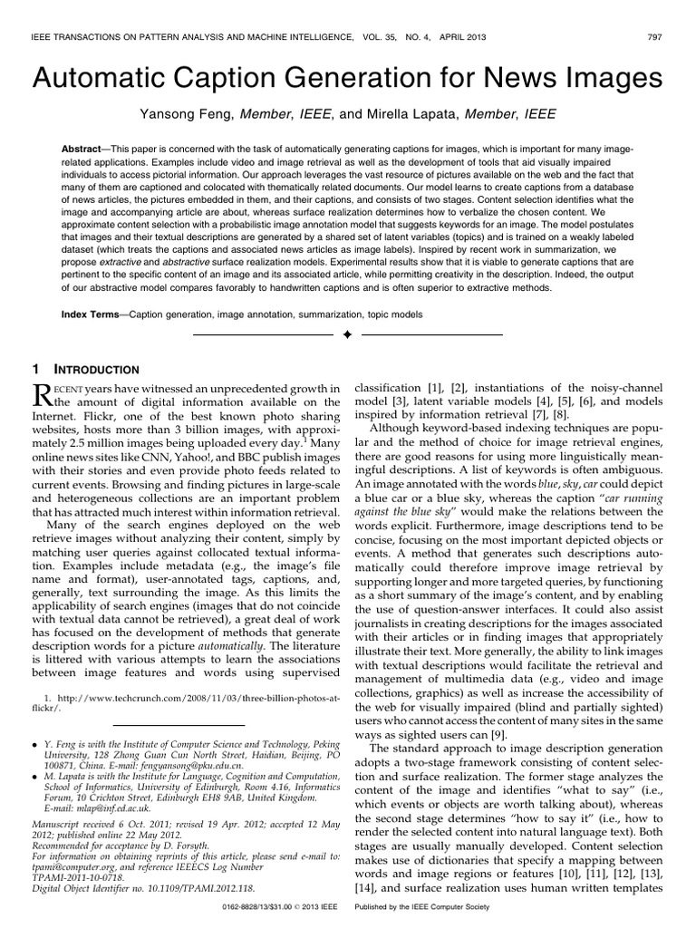 Automated News Image Captioning | PDF | Annotation | Cognitive Science