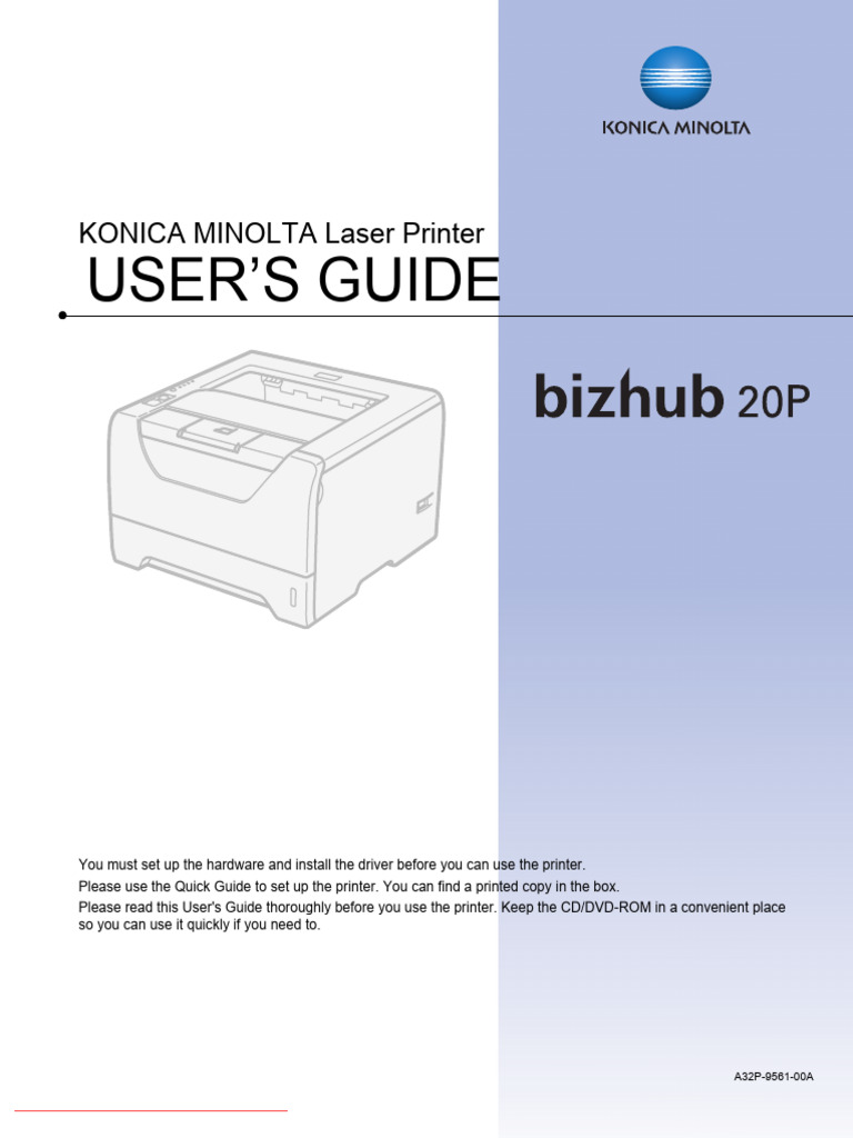 Konica Minolta Bizhub 20P - User Guide | PDF | Printer (Computing) | Microsoft Windows