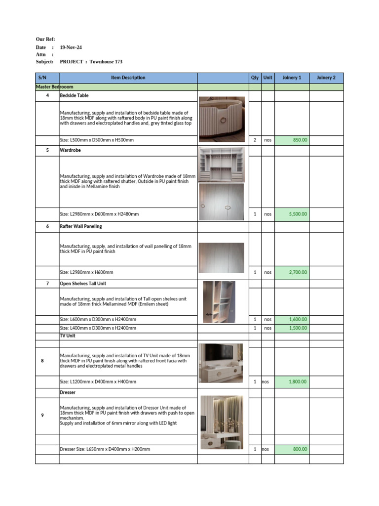 JOINERY SAMPLE-Townhouse Renovation | PDF | Cabinetry | Bedroom