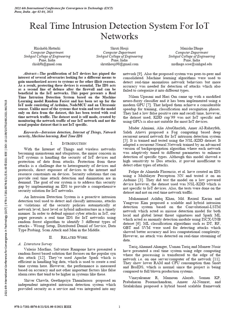 Real Time Intrusion Detection System For IoT Networks | PDF | Accuracy And Precision | Internet ...