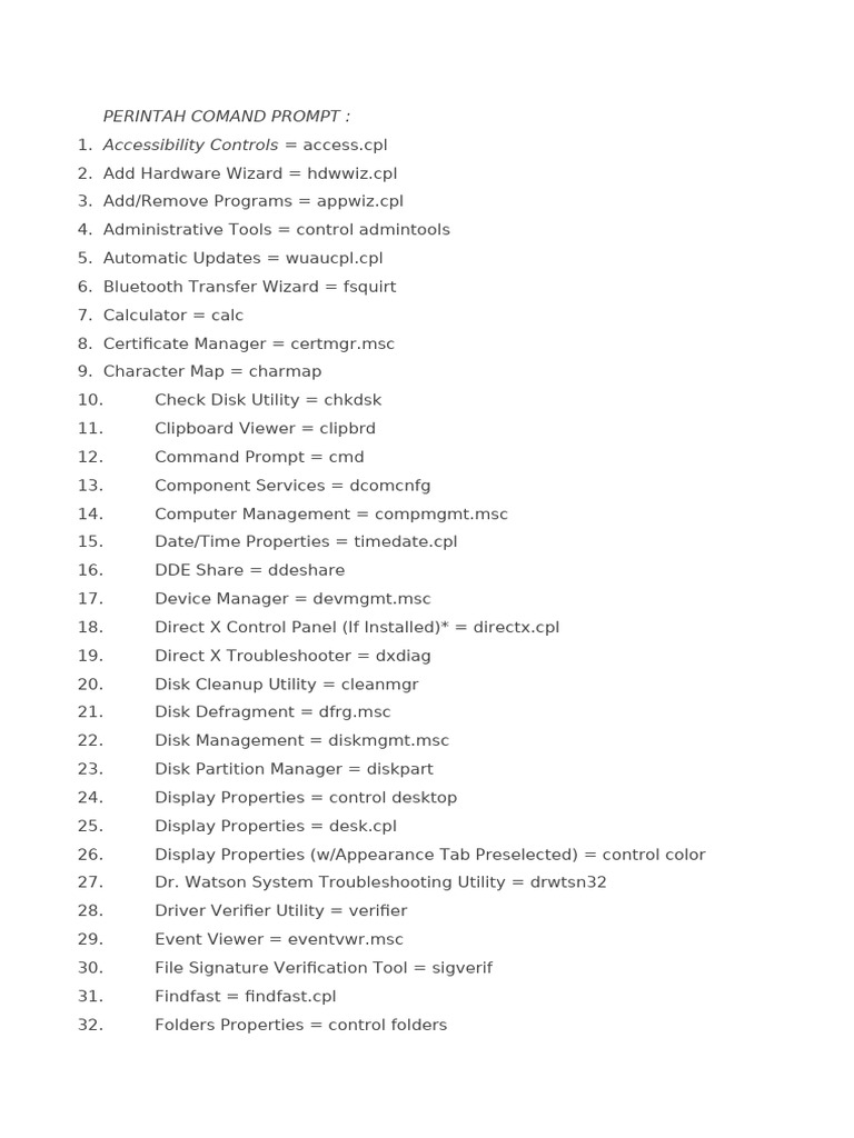 Perintah Comand Prompt | PDF | Windows Registry | Software