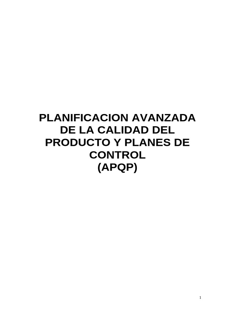 Planificación Avanzada de Calidad - Contenidos | PDF | Calidad (comercial) | Planificación