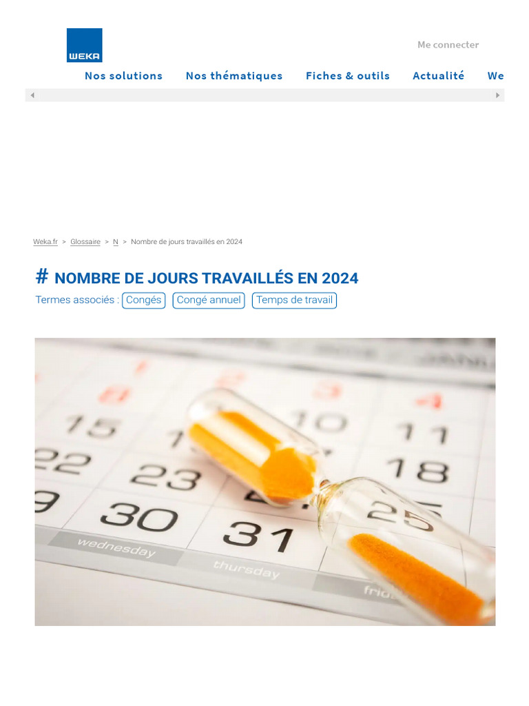 Calcul Du Nombre de Jours Travaillés en 2024 - WEKA | PDF | Congé ...