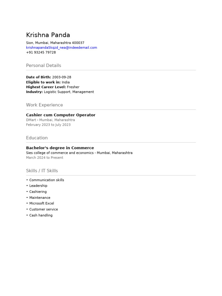 Resume Krishna Panda | PDF