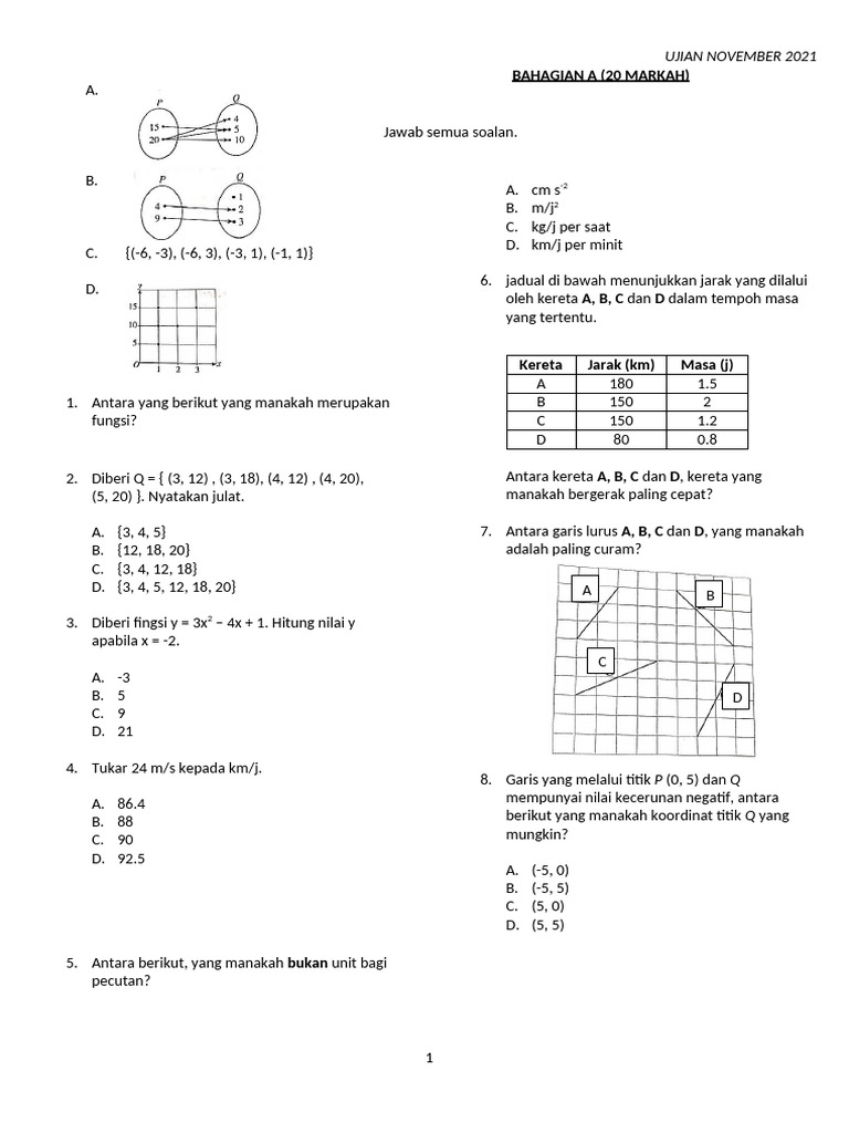 Soalan Ujian November Math t2 | PDF