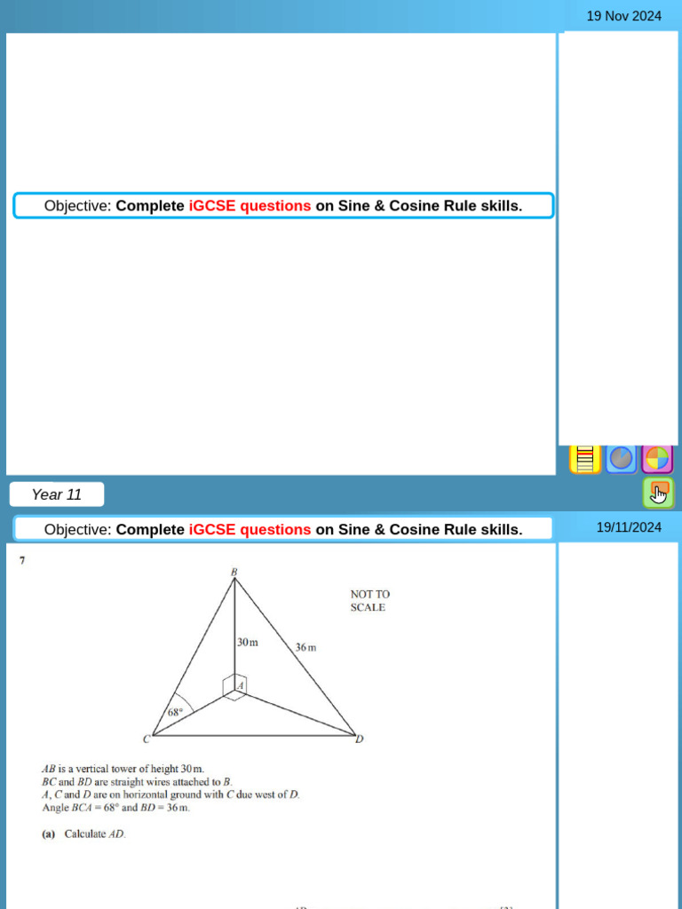Year 11 iGCSE Sine & Cosine Practice | PDF | Trigonometric Functions ...
