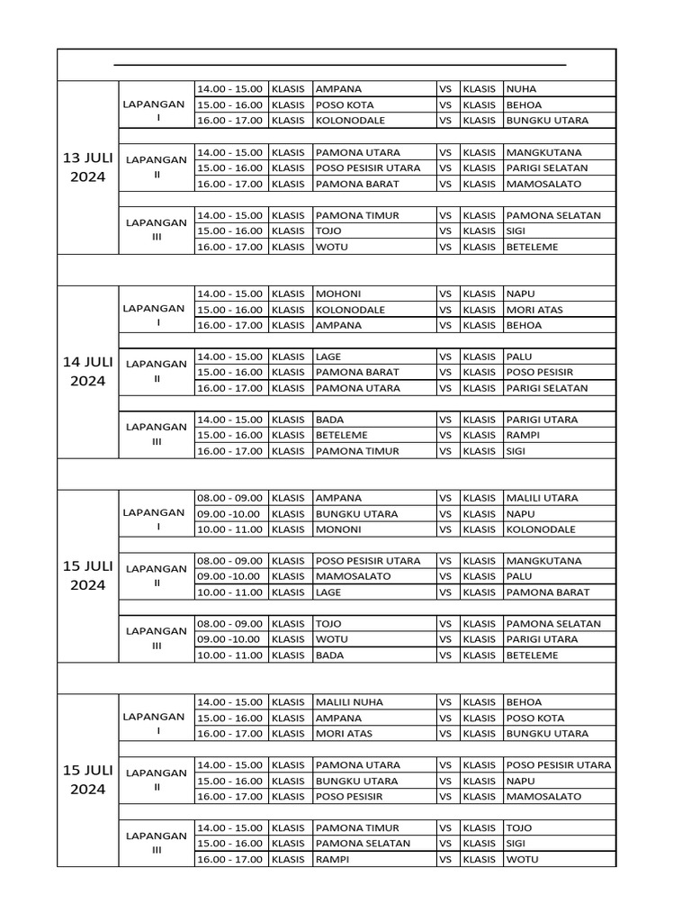 Jadwal Babak Penyisihan Sepak Takraw Putra | PDF