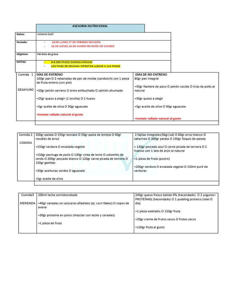 Programa Nutricional 2.0 Antonio Sutil | PDF | ensalada | Panes