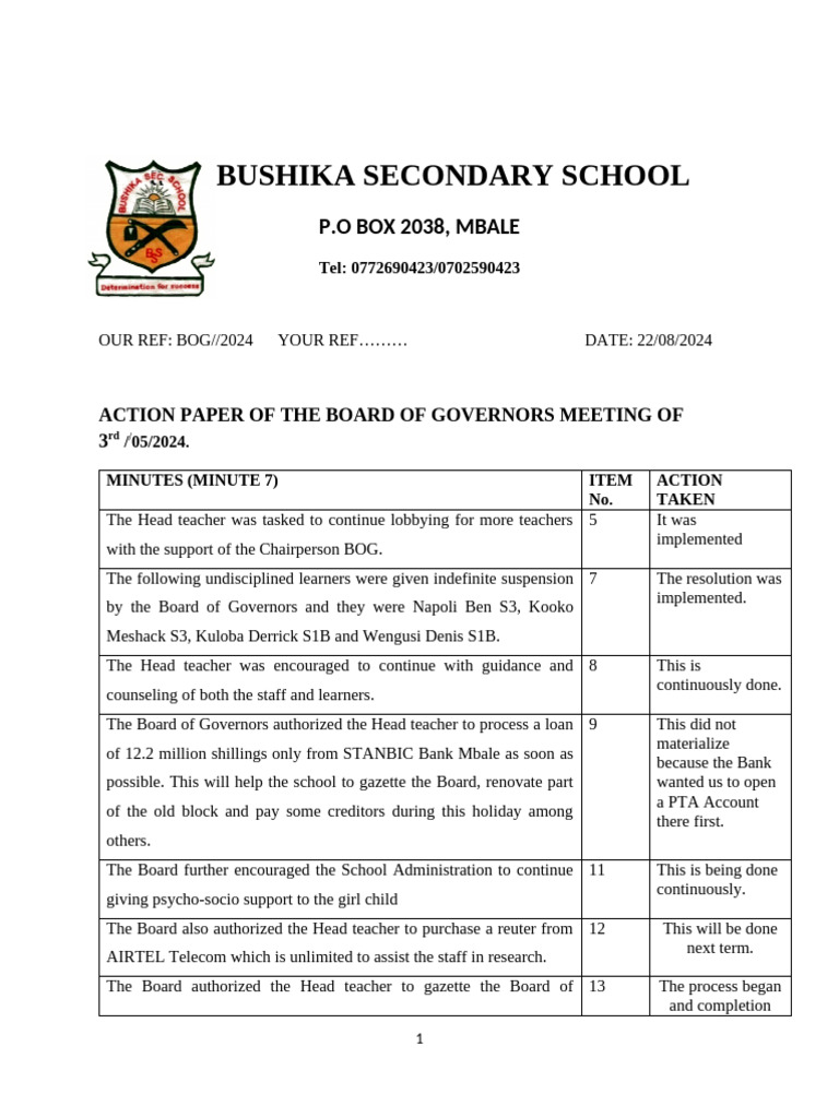 Action Paper For Bog Term 2, 2024 | PDF