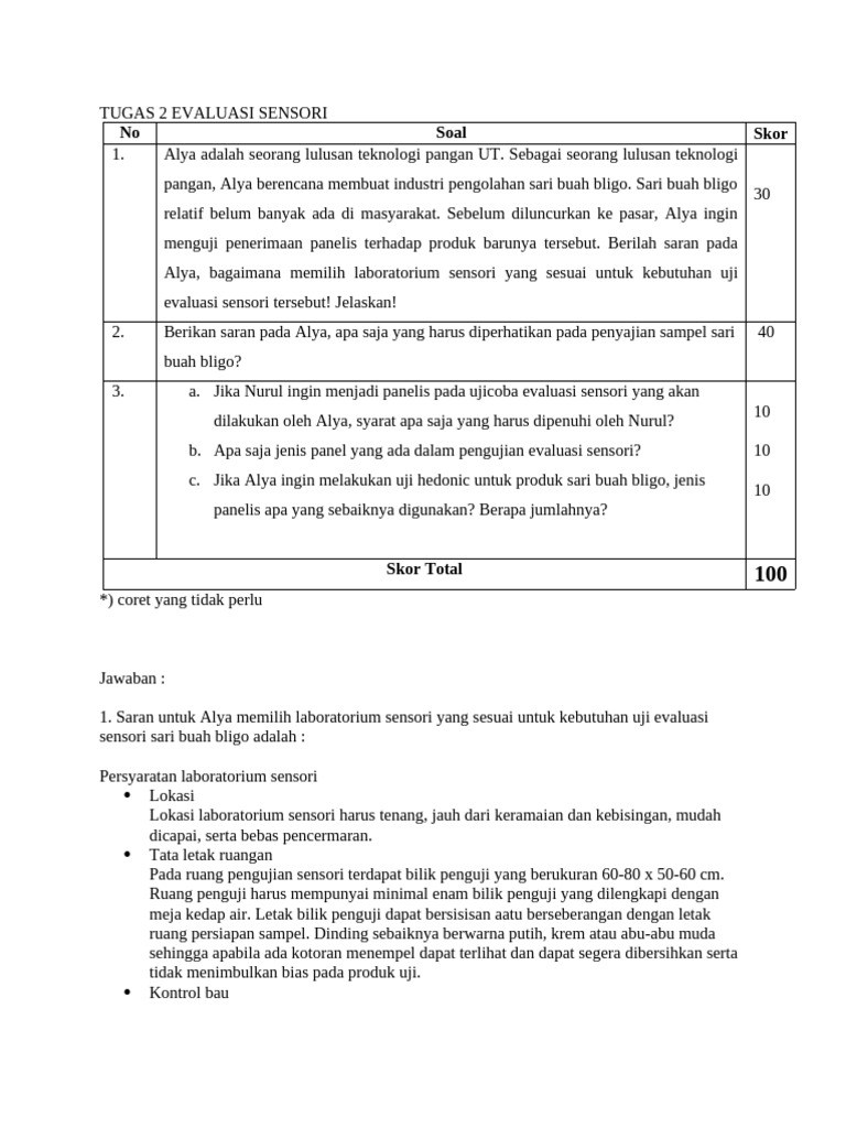 Jawaban Tugas 2 Evaluasi Sensori | PDF | Pengembangan Diri | Kesehatan Holistik