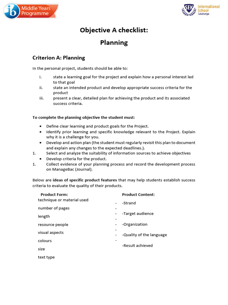 Checklist Planning | PDF