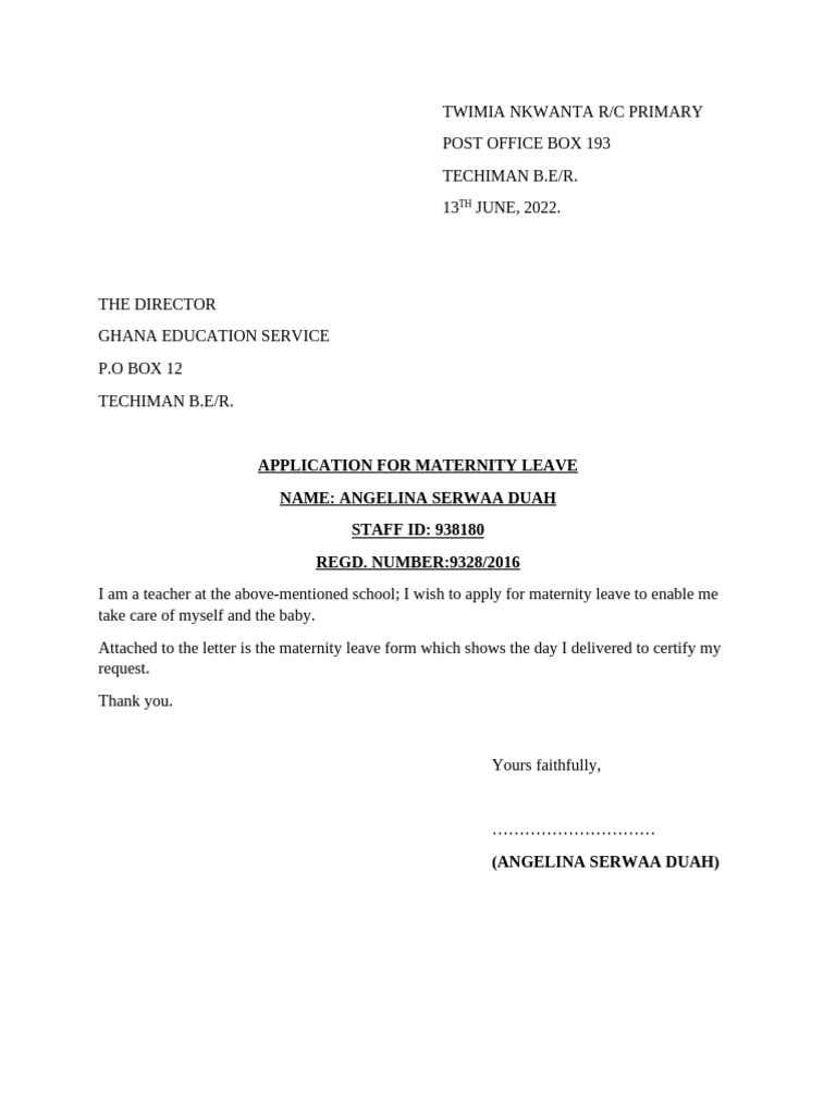 Ges Maternity Leave Letter | PDF