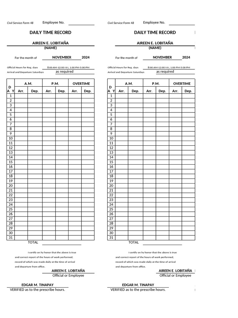 CSC Form 48 District Meet | PDF | Working Time | Labor