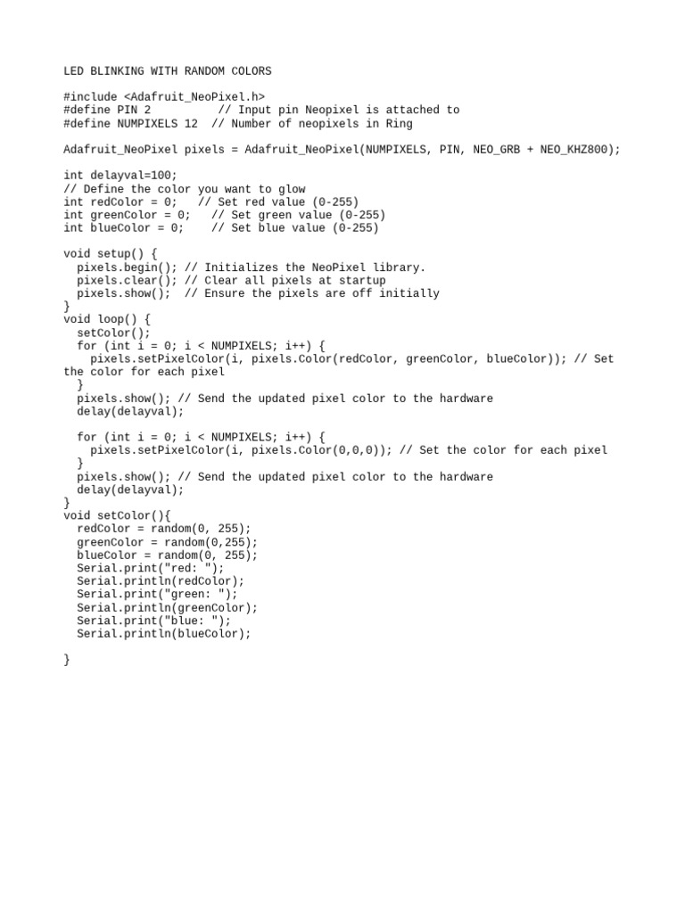 LED Blinking With Colors | PDF
