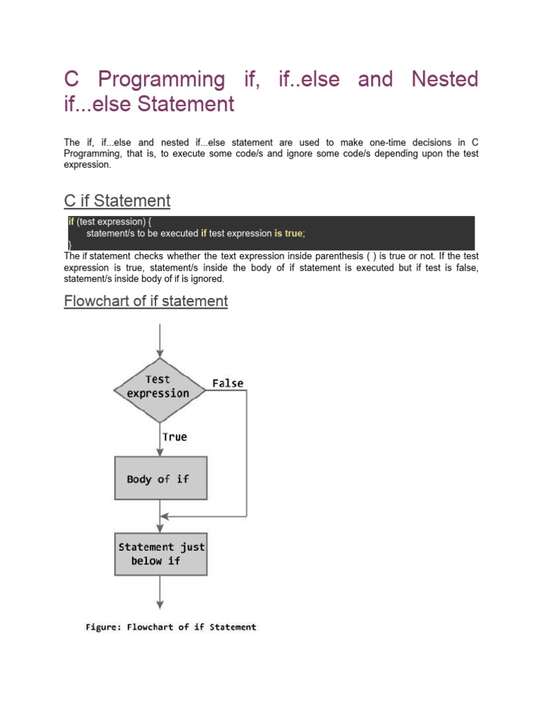 C Programming Decision Statements | PDF | Control Flow | Computer Programming