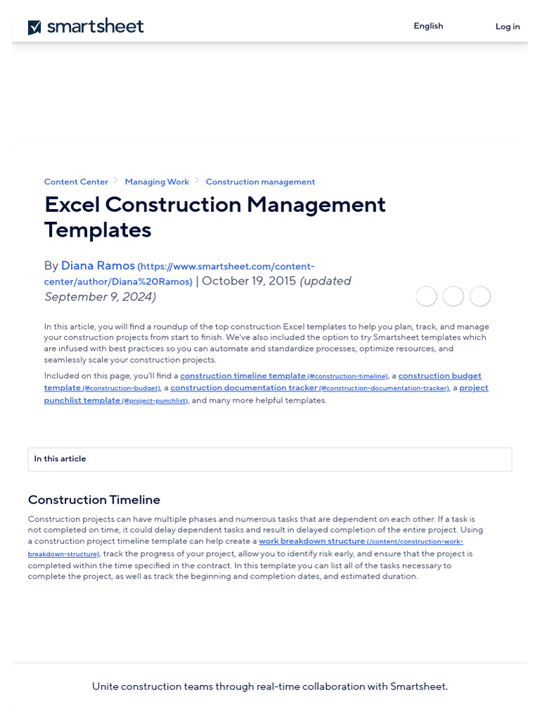 Free Excel Templates for Construction Management | PDF | Construction ...
