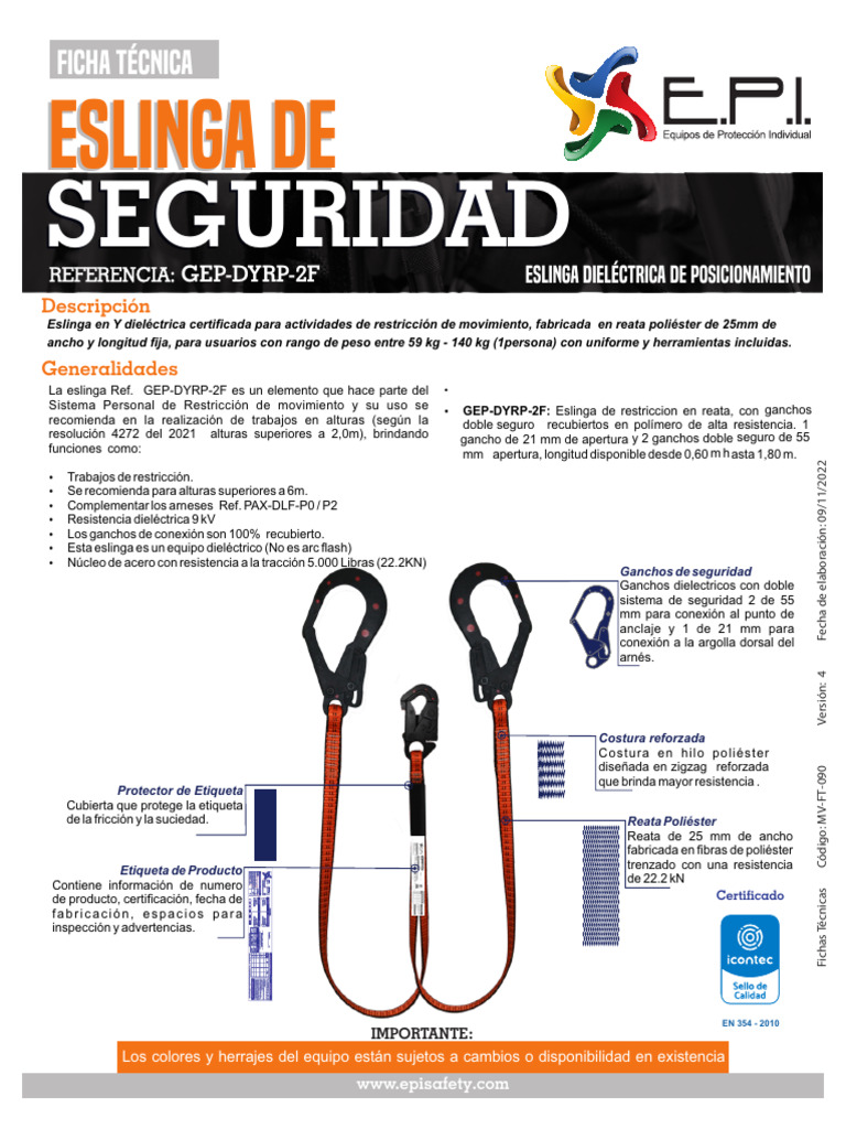 GEP-DYRP-2F - Eslinga Dielectrica de Posicionamiento | PDF | Materiales