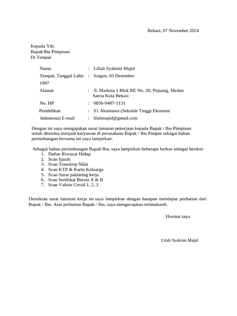 CV Lilah Syahrini Majid-1 | PDF | Karier & Perkembangan