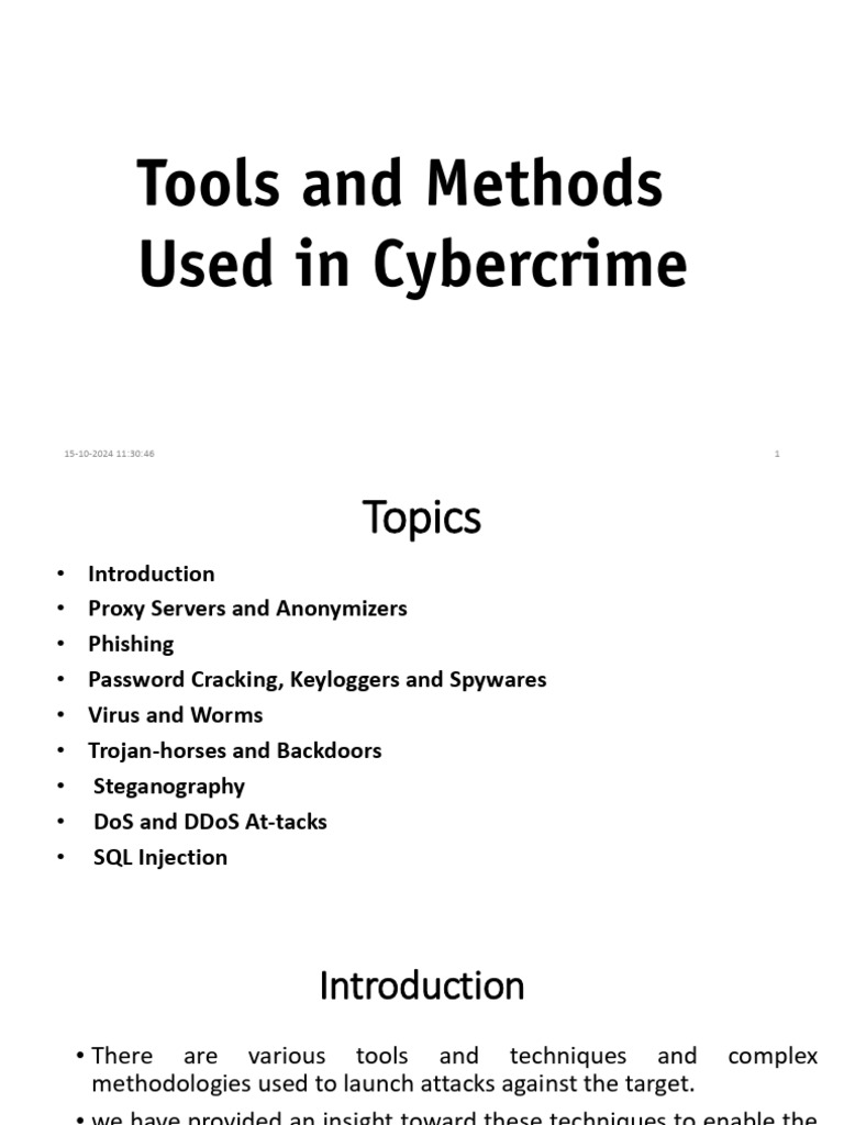 Tools and Methods Used in Cybercrime | PDF | Computer Virus | Denial Of Service Attack