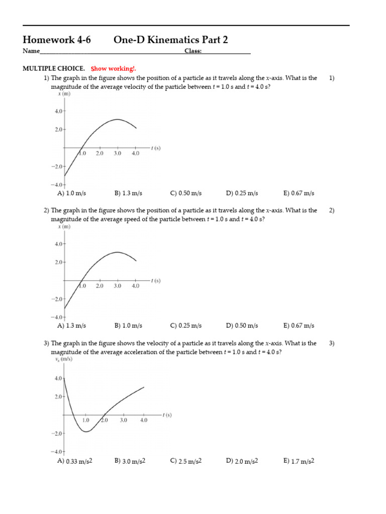 HW4-6 Kinematics 2 | PDF | Velocity | Acceleration