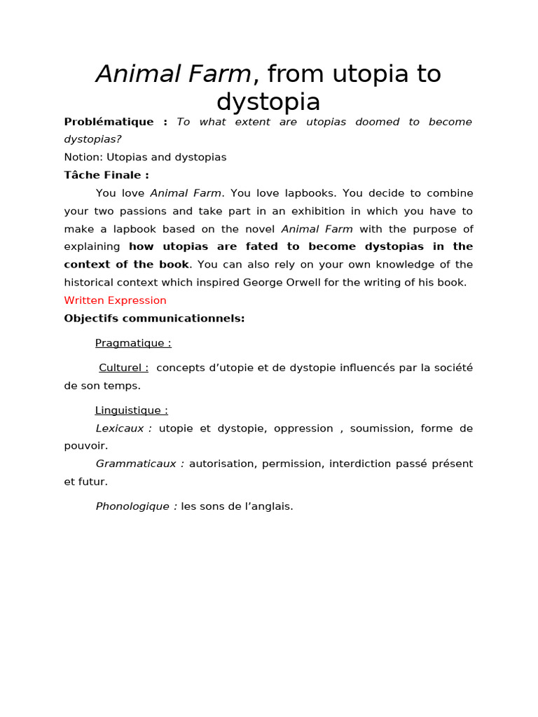 Séquence Animal Farm | PDF | Dystopia | Utopia