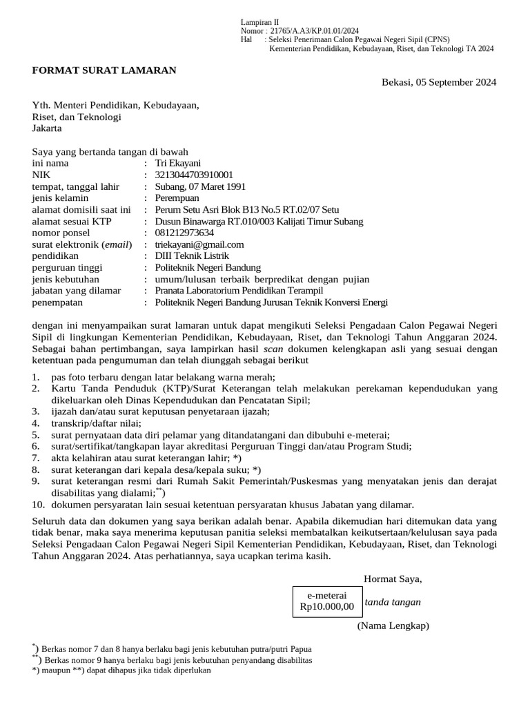 Form Surat Lamaran | PDF