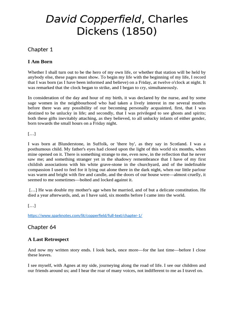 David Copperfield Chapter 1 and 64 | PDF | David Copperfield