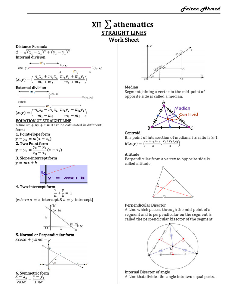 Straight Lines Worksheet with Solutions | PDF | Triangle | Line (Geometry)