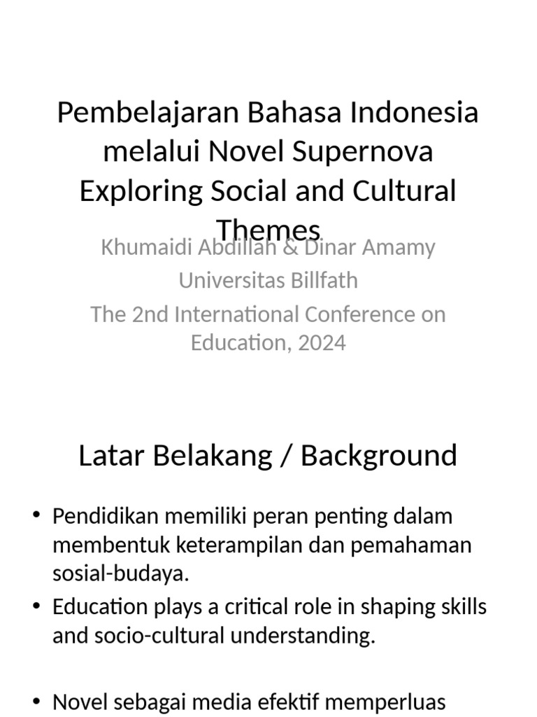 Supernova Novel in Indonesian Education | PDF | Cognition | Methodology