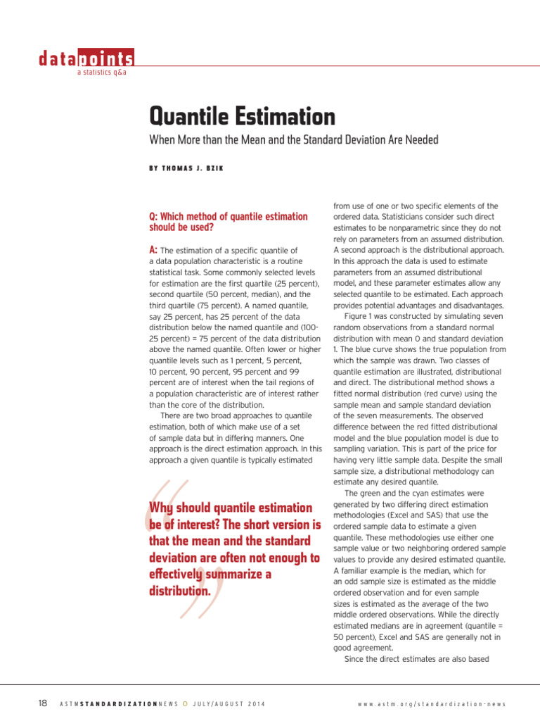 Quantile Estimation, ASTM Data Points, July-August 2014 | PDF | Quantile | Median