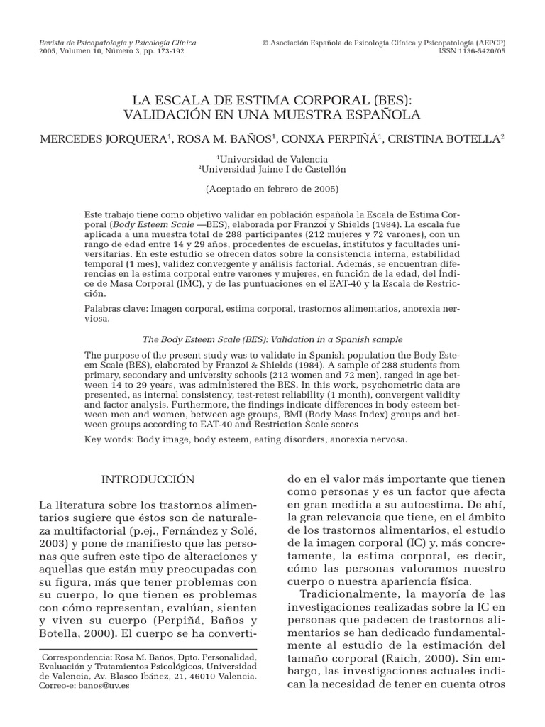 Validacion Escala BES | PDF | Alfa de Cronbach | Validez (Estadísticas)
