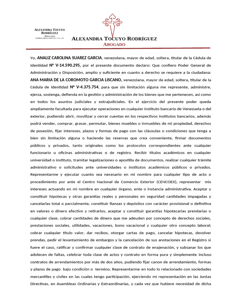 Poder de Administracion y Disposicion ANALIZ | PDF