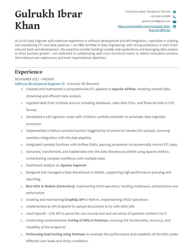 CV Gulrukh Ibrar Sde Ii | PDF | Computing | Computer Science