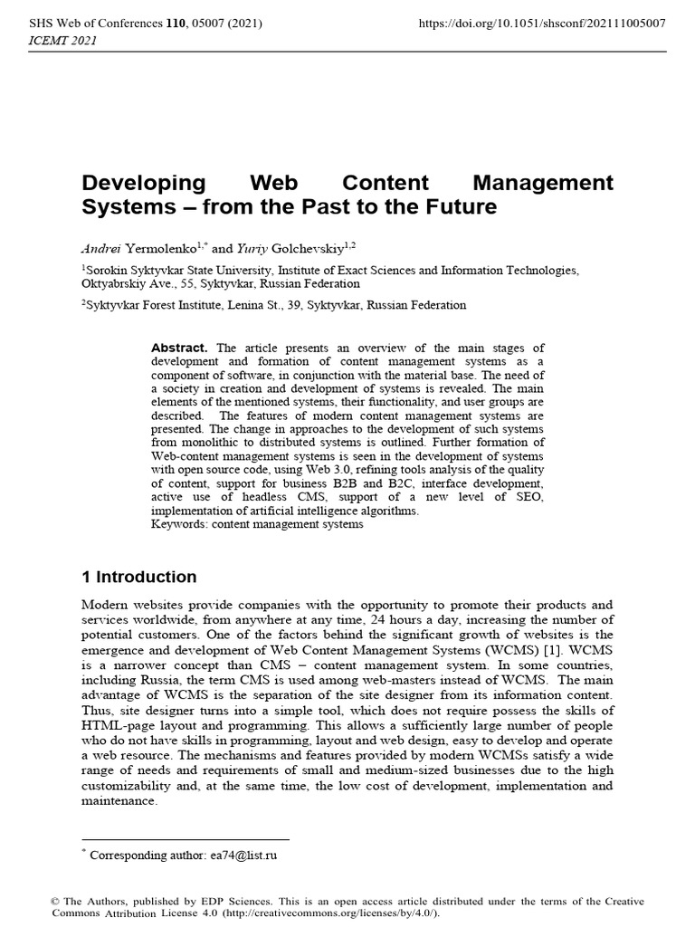 Evolution of Web Content Management Systems | PDF | World Wide Web ...