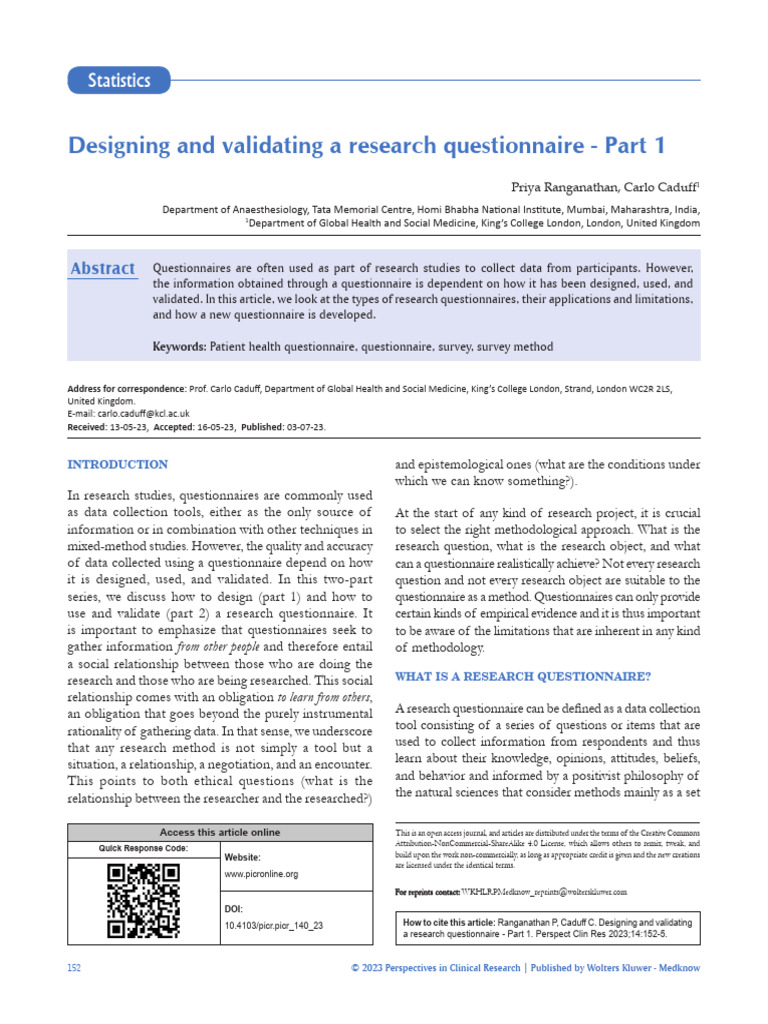 PCR-14-152 | PDF | Questionnaire | Knowledge
