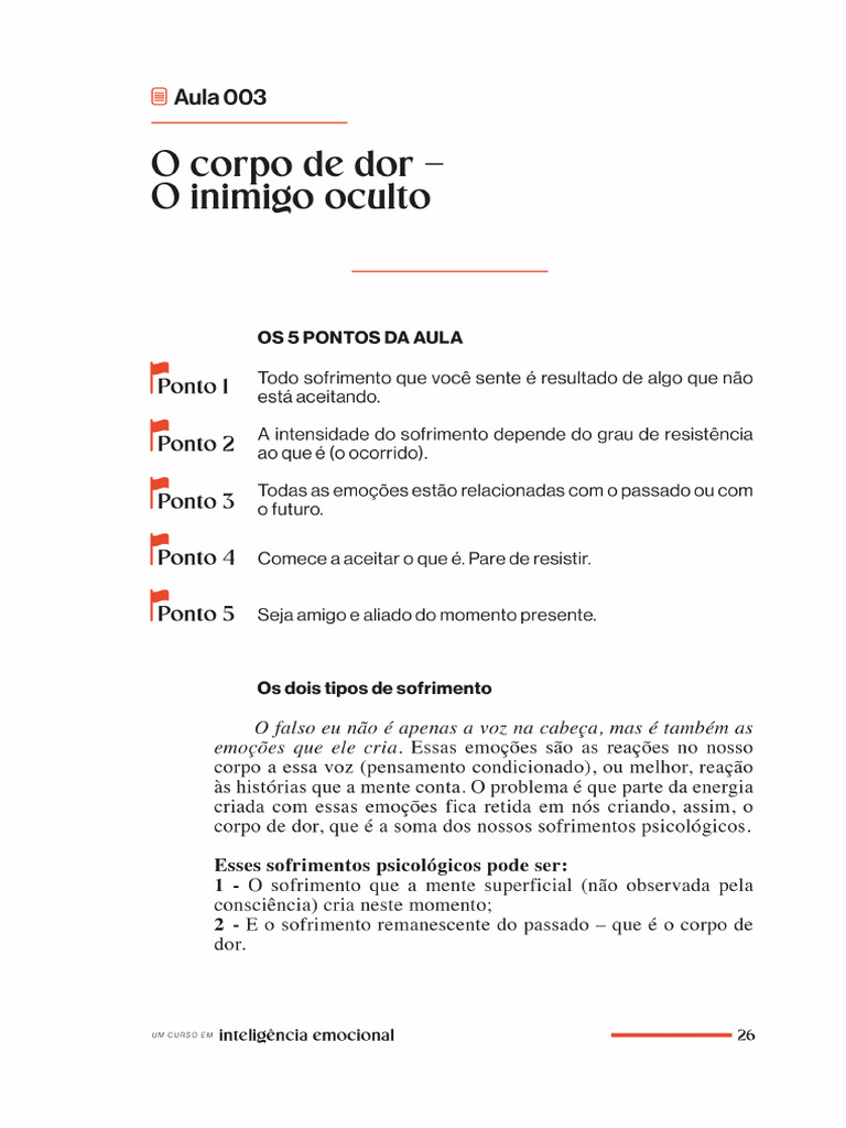 Resumo Aula 003 Um Curso Inteligencia Emocional | PDF
