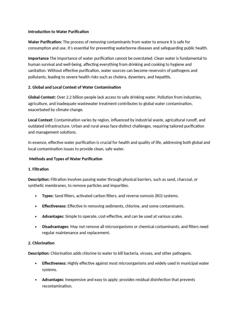 Introduction To Water Purification | PDF | Water Purification ...