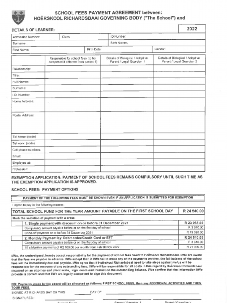 Gr8 2022 Payment Agreement-Eng | PDF