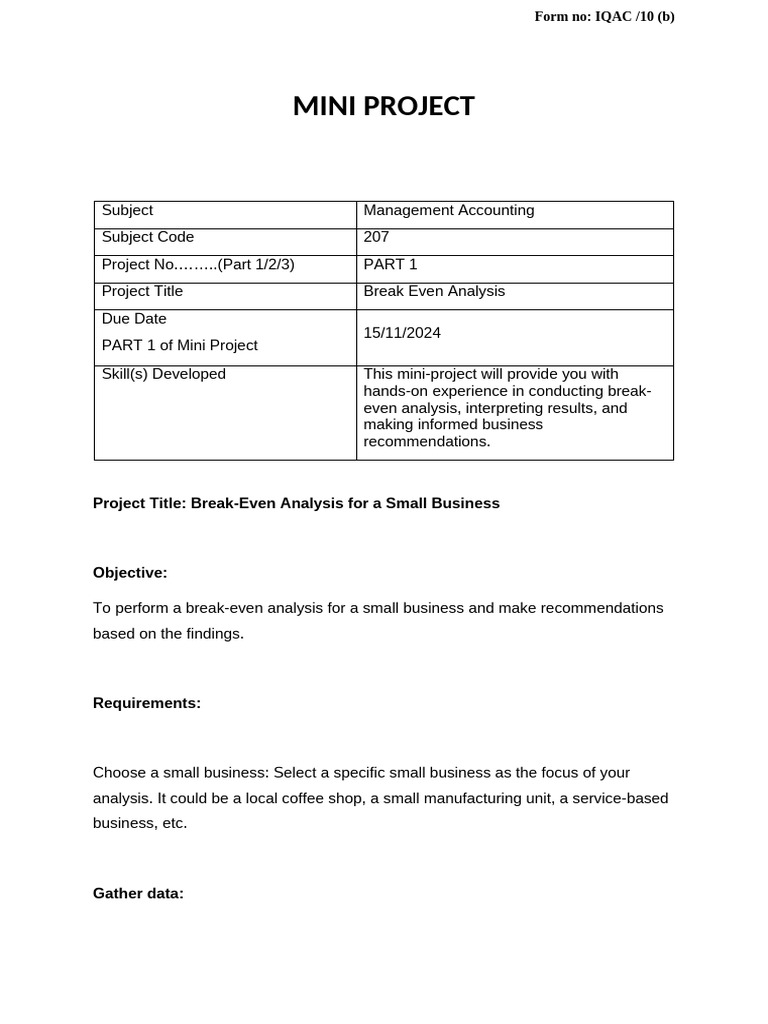 Mini Project Part-1 | PDF | Business | Economics