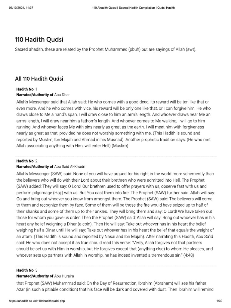 Hadith Qudsi | PDF
