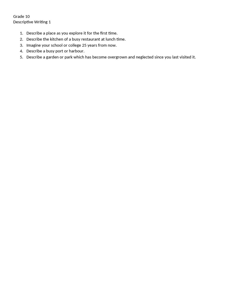Descriptive Writing 1 | PDF