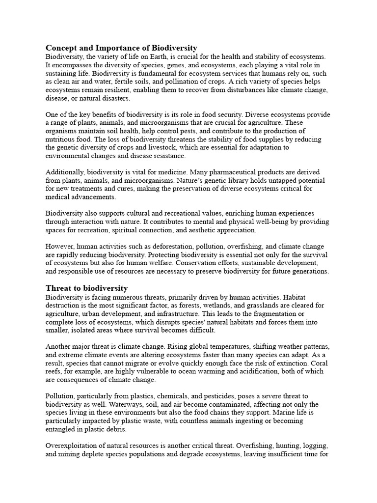 Importance of Biodiversity Explained | PDF | Biodiversity | Ecosystem