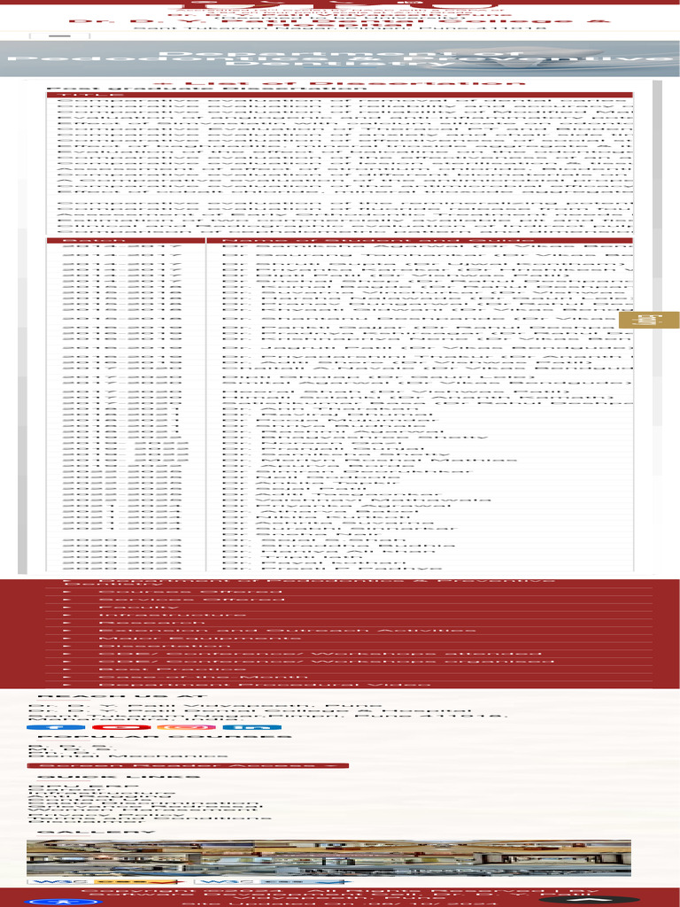 Pedodontics & Preventive Dentistry Dissertation DPUDCH | PDF