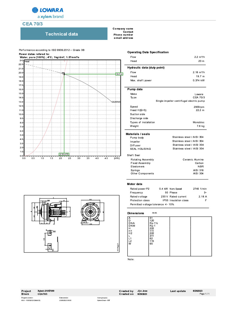 Ceam70-3 Single Booster Pump | PDF | Pump | Materials
