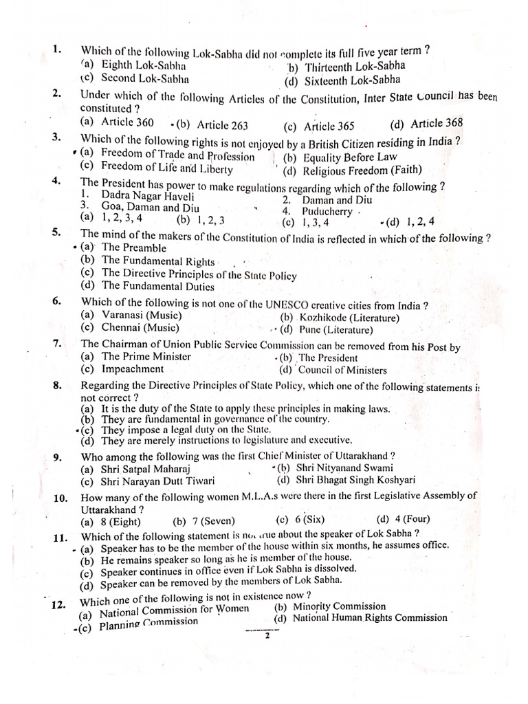 Ukpsc 2024 Pre Gs Paper (PRINTED) | PDF