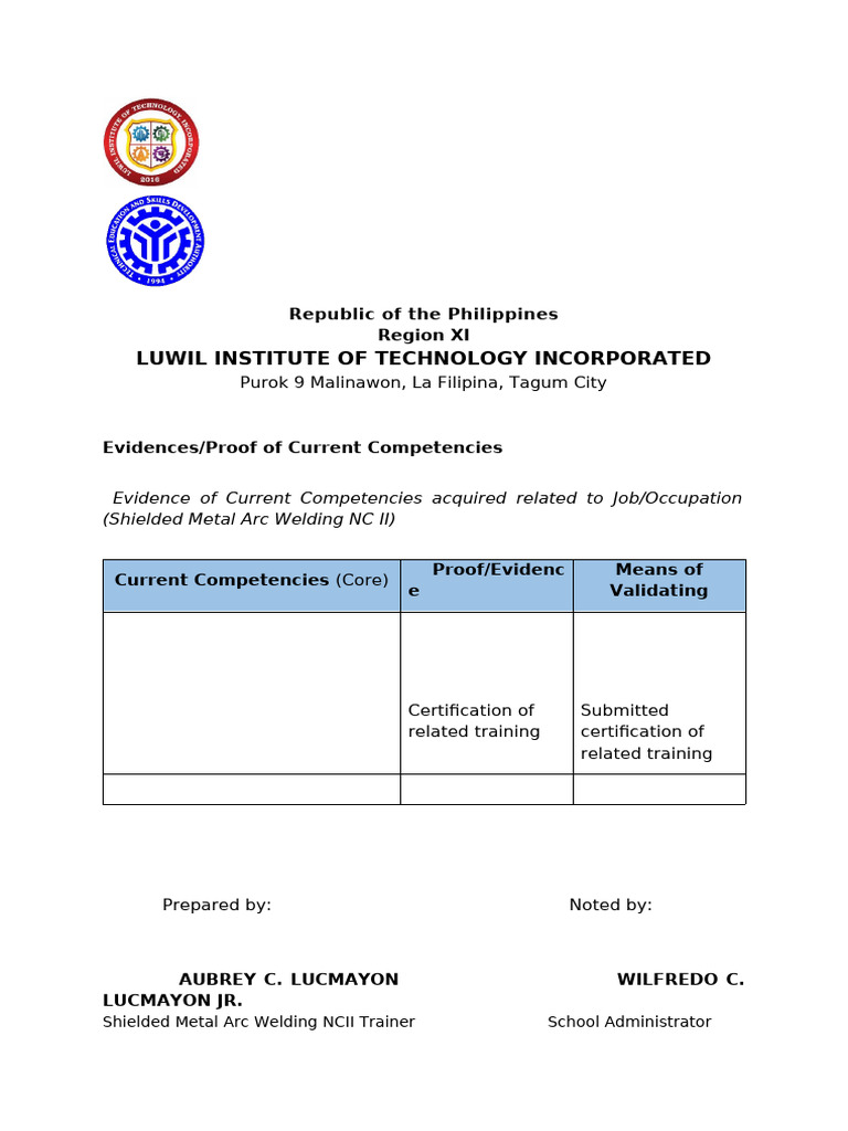Evidences Proof of Current Competencies 1.2 | PDF