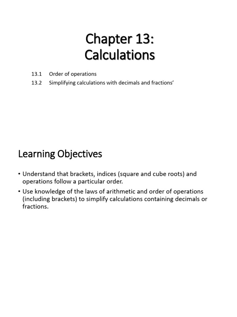 Y8 Maths - Chapter 13 - Calculations | PDF | Arithmetic | Multiplication