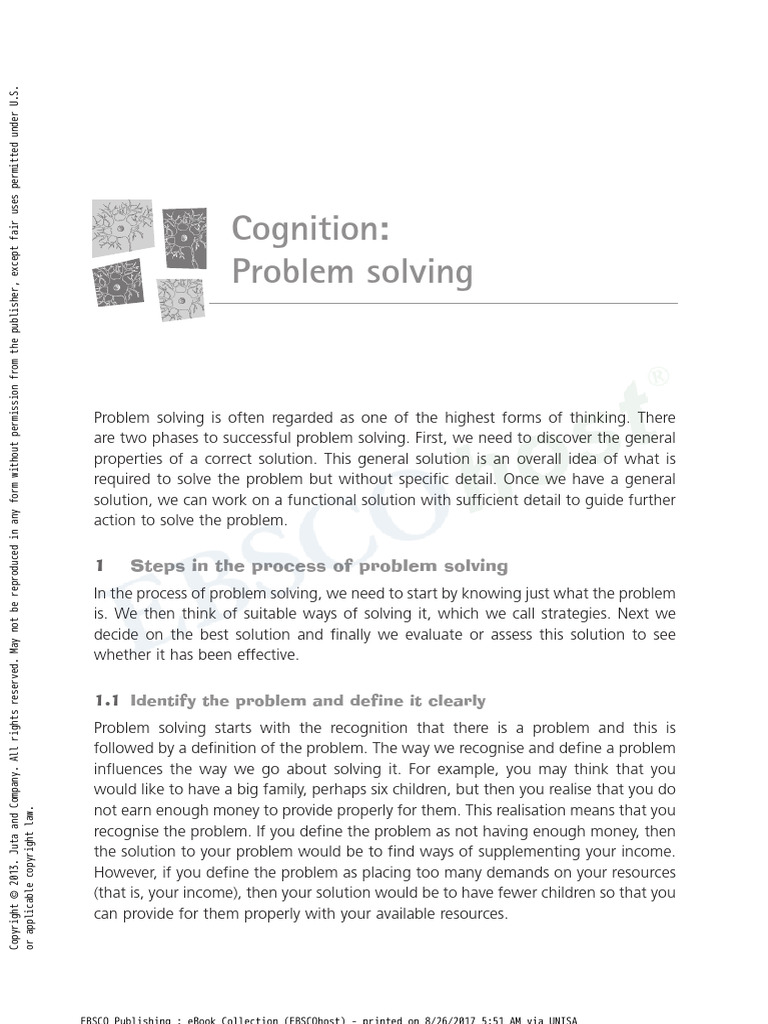 Ch01 - Cognition - Problem Solving | PDF | Thought | Neuroscience