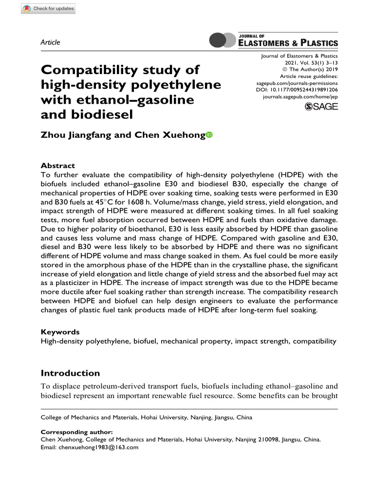 Polyethylene Gasoline Compatibility – YAUAT