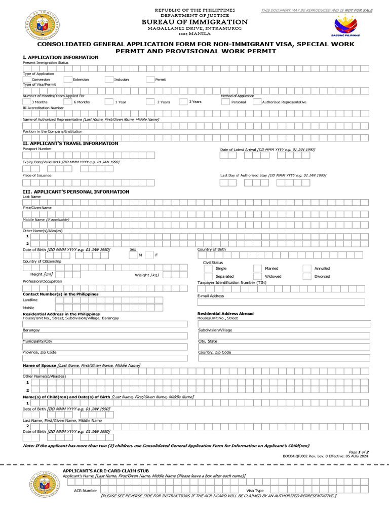 Boc04.qf - .002 Cgaf For Non Immigrant Visa SWP and PWP | PDF | Travel ...